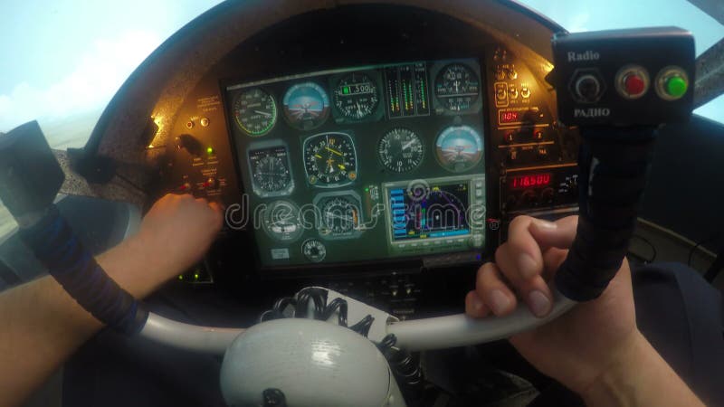 Pilot Having Problem with Aircraft Flight Control System, Hand Knocking ...