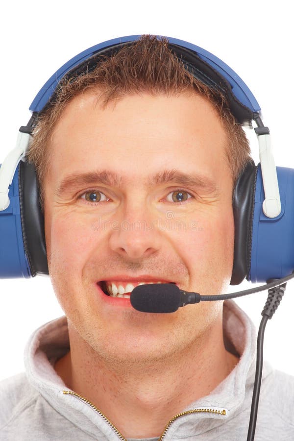 Pilot with headset stock image. Image of aviation, radio - 13397187