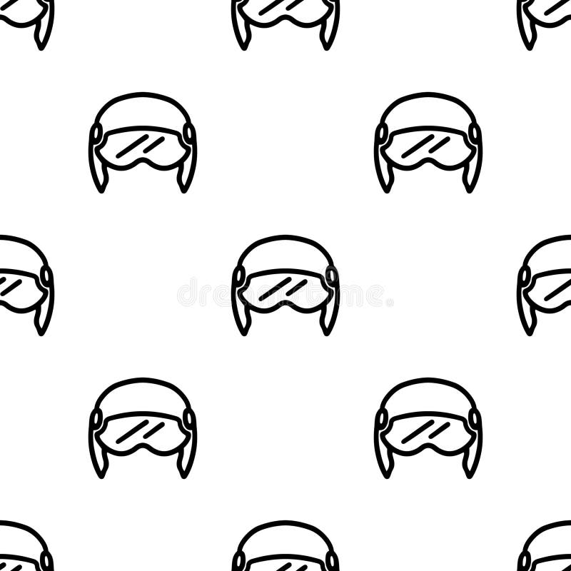 Pilot Helmet Cartoon Doodle Seamless Pattern, Vector. Stock Vector ...