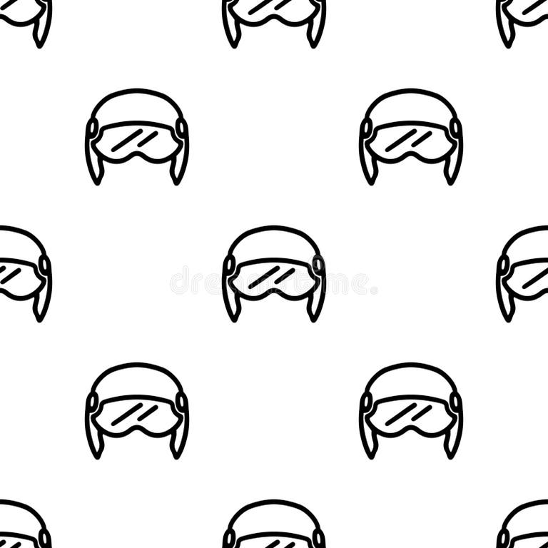 Pilot Helmet Cartoon Doodle Seamless Pattern, Vector. Stock Vector ...