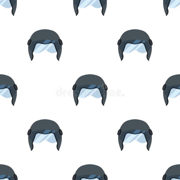 Pilot Helmet Cartoon Silhouette Seamless Pattern, Vector. Stock Vector ...