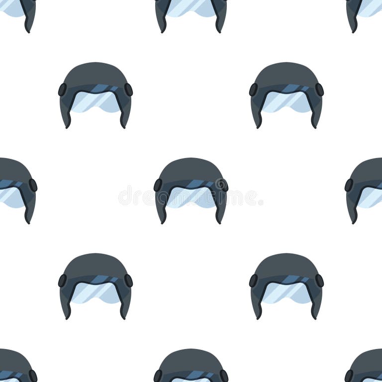 Pilot Helmet Cartoon Silhouette Seamless Pattern, Vector. Stock Vector ...