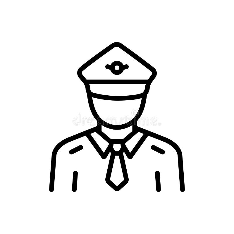Black Line Icon for Pilot, Control and Driver Stock Illustration ...