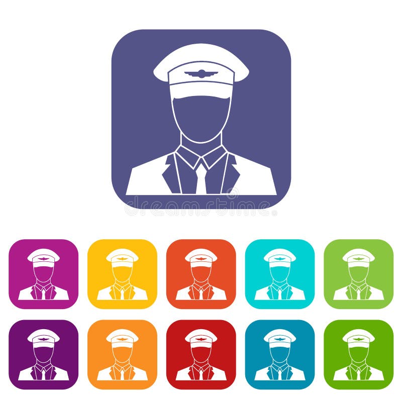 Pilot icons set stock vector. Illustration of occupation - 96430701