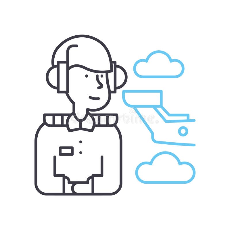 Pilot Line Icon, Outline Symbol, Vector Illustration, Concept Sign ...