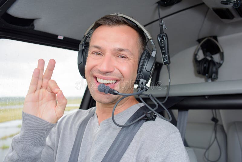 Pilot Making Positive Hand Gesture Stock Image - Image of gesture ...