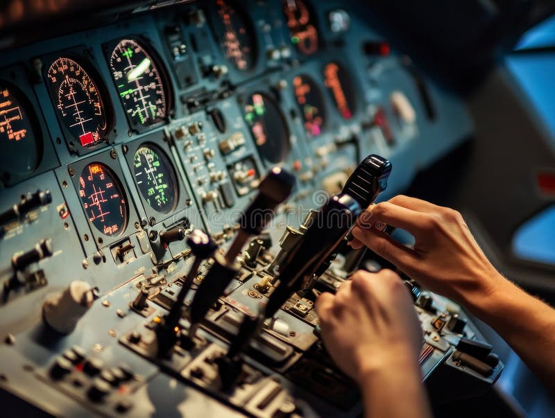 Pilot Maneuvering a Helicopter, Using Flight Controls and Instruments ...