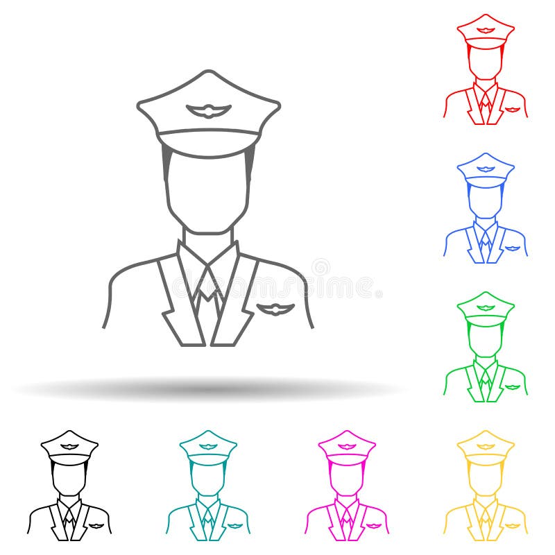 Pilot Multi Color Style Icon. Simple Glyph, Flat Vector of Proffecions ...