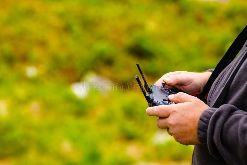 Pilot Navigating Drone with Remote Control Stock Photo - Image of ...
