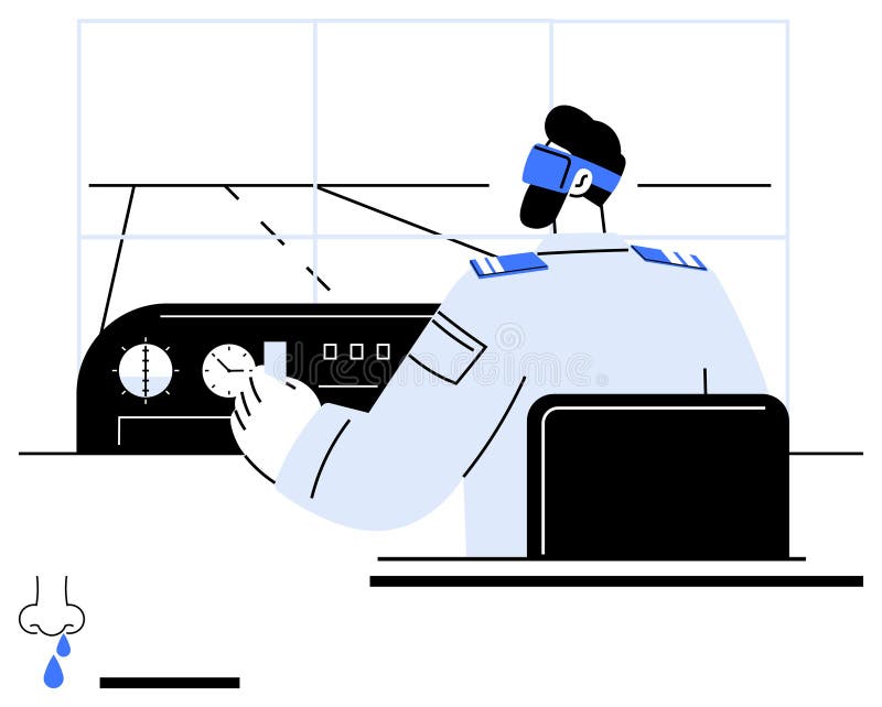 Pilot Operating Aircraft Control Panel in Cockpit with Precision Stock ...