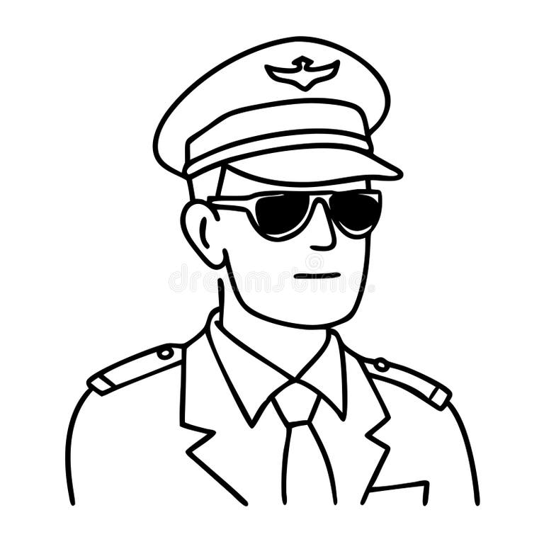 Pilot Outline Vector Black and White Design for Coloring Pages and ...