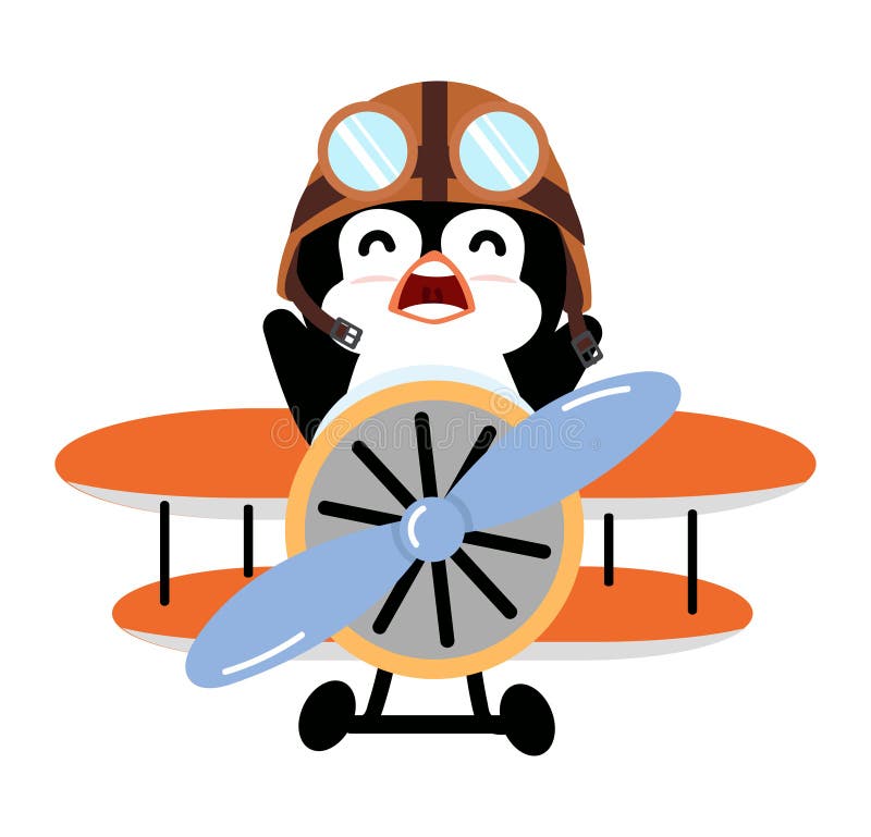 Pilot Penguin Flying Plane Cartoon Stock Vector - Illustration of ...