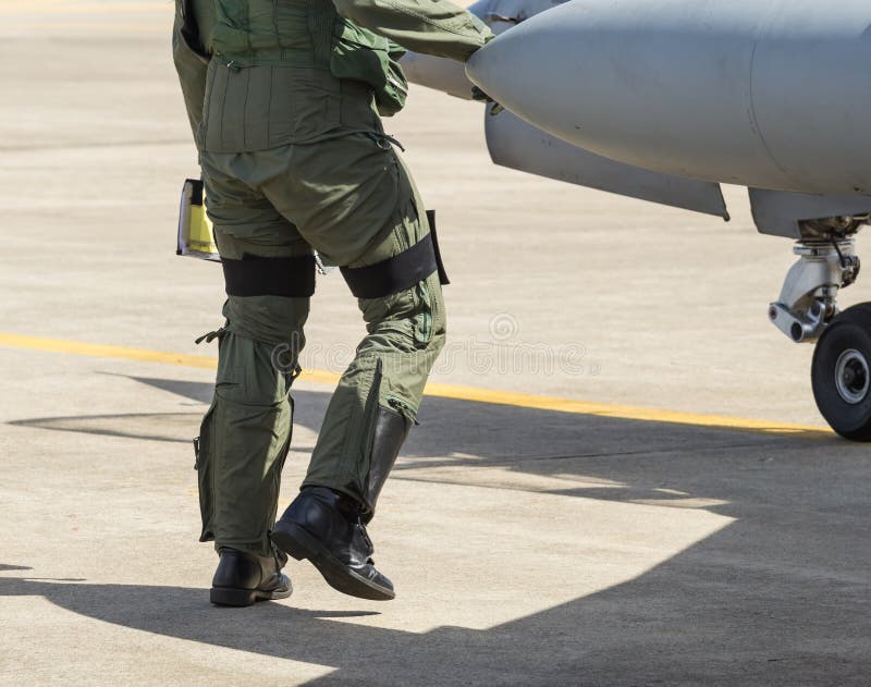 Pilot and Pilot Suit ,the Pilot Walked the Plane Check Stock Photo ...
