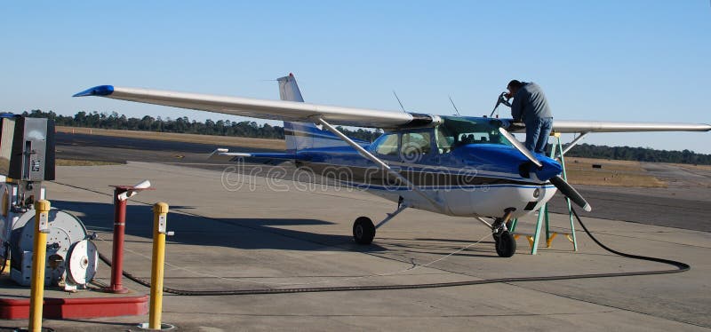 Filling Up with Aviation Fuel Stock Image - Image of airplane, wing ...