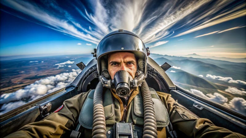 View from a Fighter Pilot S Cockpit Amidst a Fiery Aerial Battle Stock ...