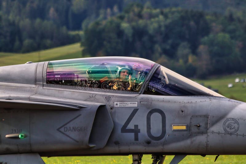 Pilot in Saab JAS 39 Gripen Ready To Take Off Editorial Stock Image ...