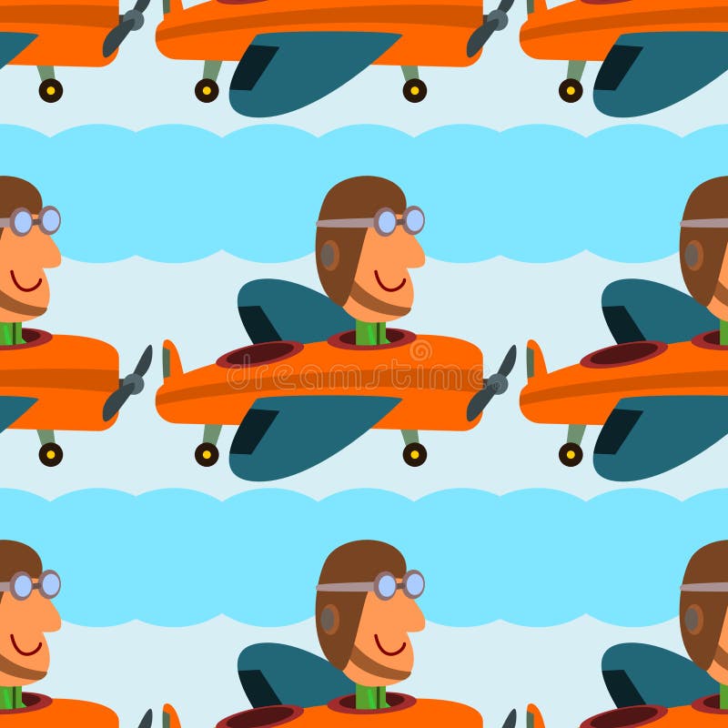 Seamless Flight Attendant/pilot Pattern Stock Vector - Illustration of ...