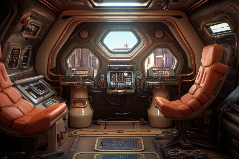 Pilot Seat in the Interior of a Spaceship. Stock Image - Image of ...