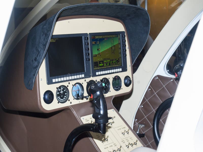 Pilot Seat in the White Cockpit of a Helicopter Stock Photo - Image of ...