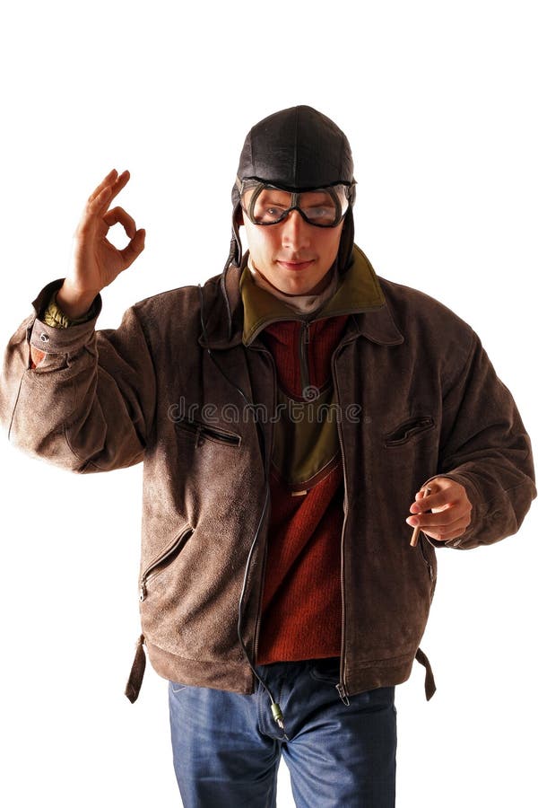 Pilot shows OK stock photo. Image of glasses, headphones - 7696598