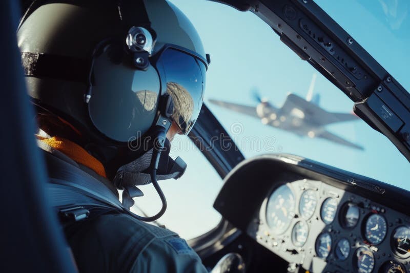 A Pilot Sitting in the Cockpit of an Airplane, Focused on Flight ...