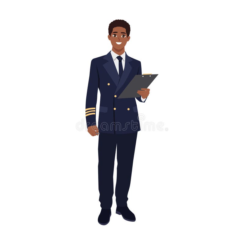 Pilot Steward Writing Notes in List of Passengers Stock Illustration ...