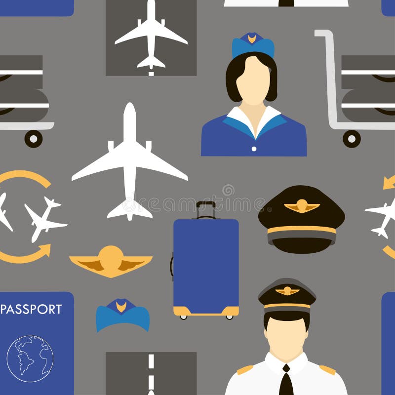 Pilot and Stewardess at Work Stock Vector - Illustration of collection ...