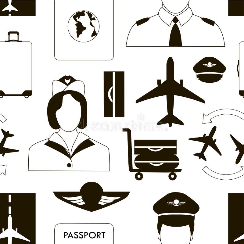 Pilot and Stewardess at Work Stock Vector - Illustration of cartoon ...