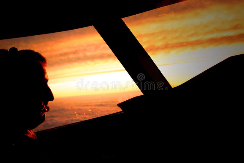 Pilot sunset stock image. Image of crew, airborne, window - 974793