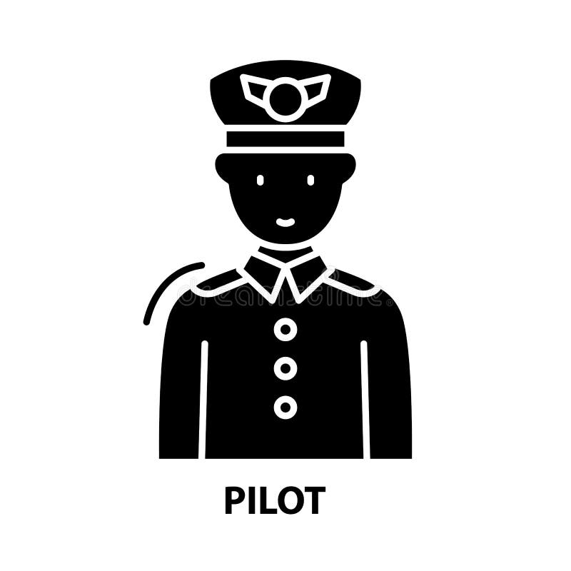 Pilot Icon, Black Vector Sign with Editable Strokes, Concept ...