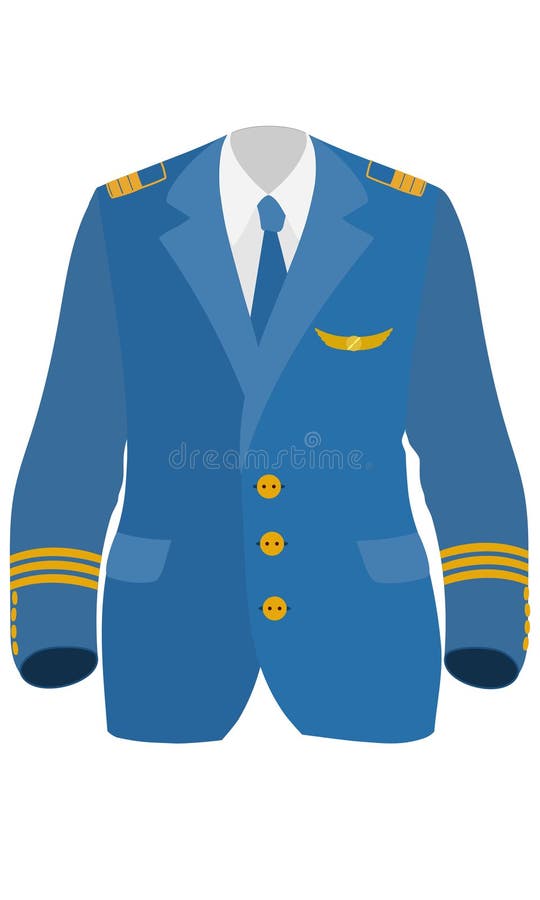 Pilot Uniform Suit Work Clothes Flat Style Vector Illustration Stock ...