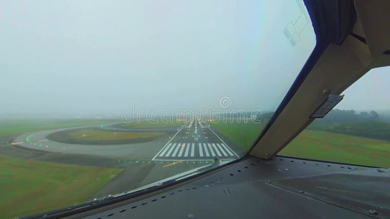 Pilot View during a Low Visibility Approach and Landing Stock Footage ...