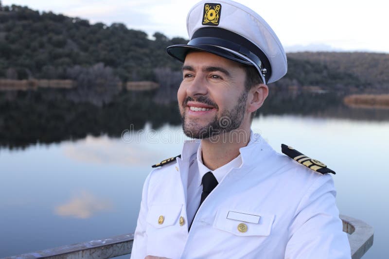 Pilot Wearing a White Uniform Stock Photo - Image of nautical, cruise ...
