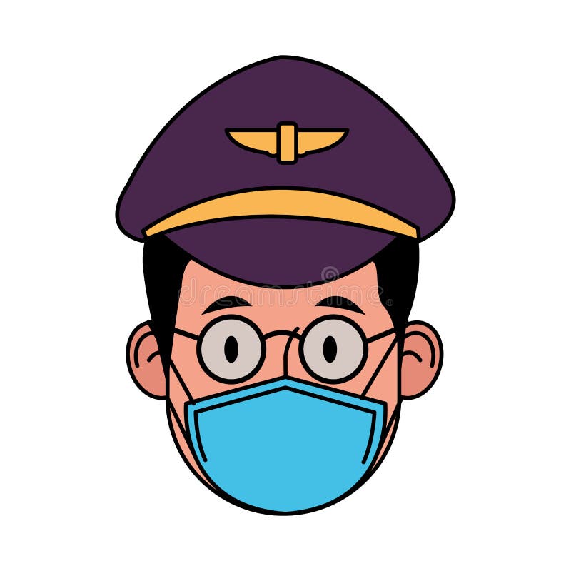 Pilot Worker Using Face Mask for Covid 19 Stock Vector - Illustration ...