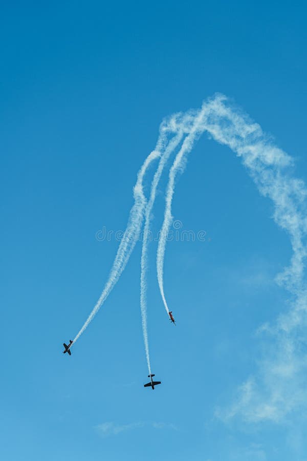 Pilotage of Spatial Maneuvering of Aircraft in the Sky Stock Image ...
