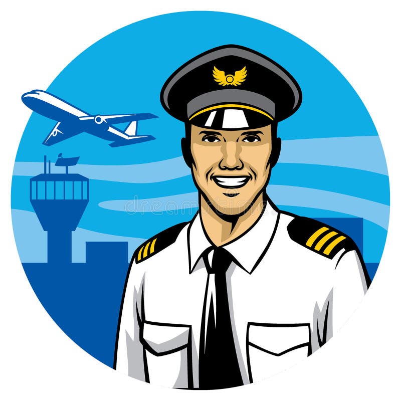 Piloto sonriente ilustración del vector. Ilustración de aeropuerto ...