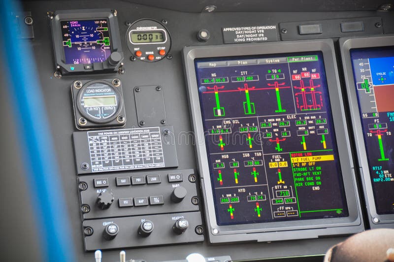 The Pilots Control Panel Inside a Passenger Airplane, Control Panel of ...