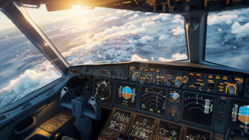 Inside Look: Cockpit View of Airplane Stock Image - Image of dashboard ...