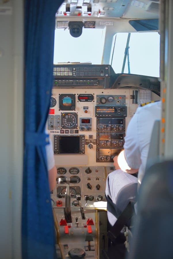 Pilots in the Plane Cockpit Stock Image - Image of airport, aircraft ...