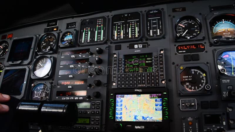 Airplane Cockpit with Flying Command on Control Panel Stock Video ...