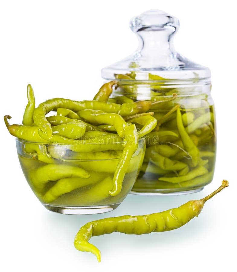 Pimenta Verde Conservada Dos Pepperoni Imagem de Stock - Imagem de ...
