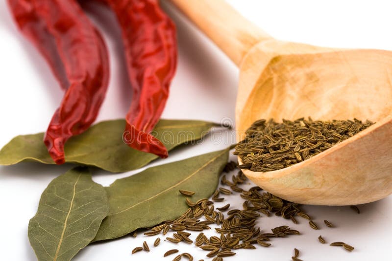 Pimento, Caraway and Bay Leaves Stock Photo - Image of caraway ...