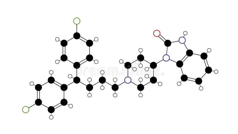 Pimozide Molecule, Structural Chemical Formula, Ball-and-stick Model ...