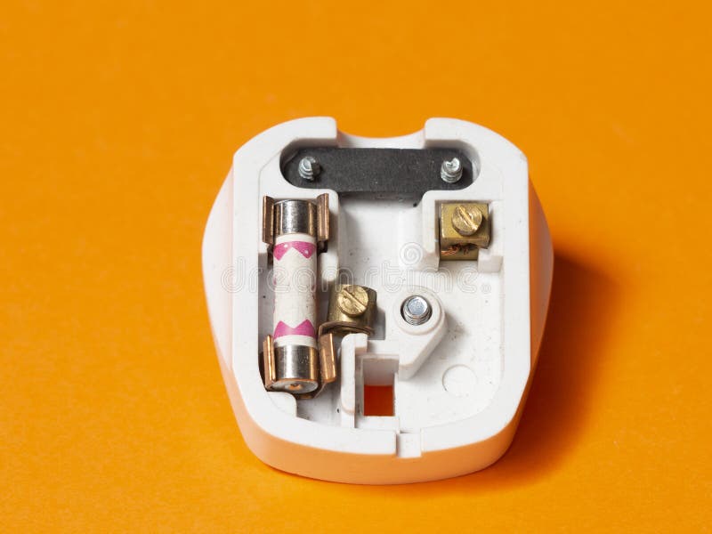 3-pin, 13 Amp Electrical Plug. Engineering Concept Orange Isolated ...