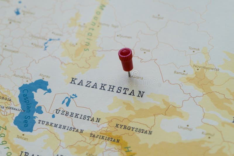 A Pin on Astana, Kazakhstan in the World Map Stock Photo - Image of ...