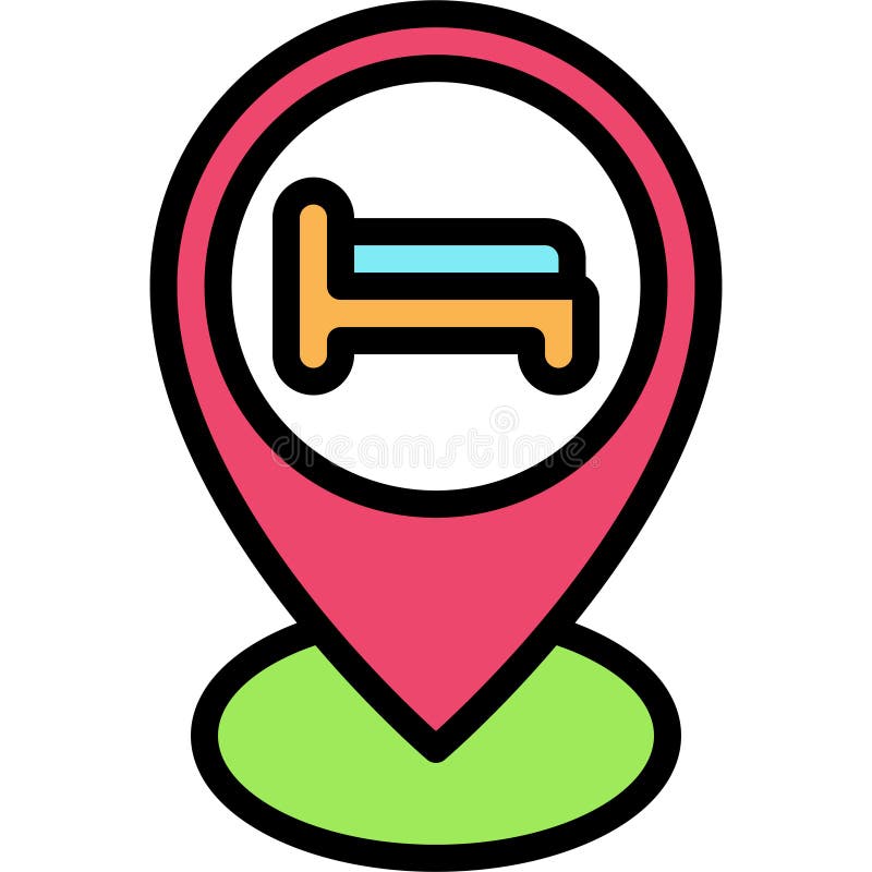 Pin with Bed Sign Icon, Location Map and Navigation Vector Stock Vector ...