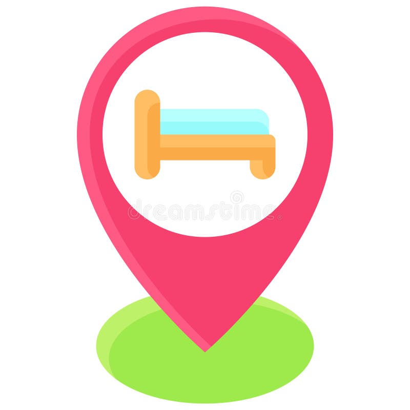 Pin with Bed Sign Icon, Location Map and Navigation Vector Stock Vector ...