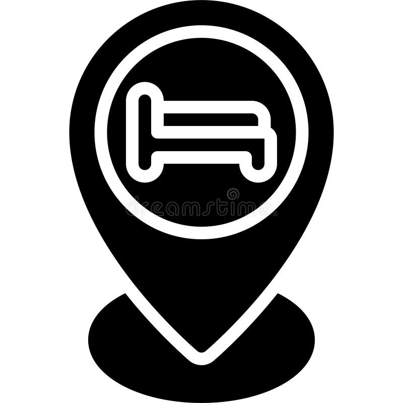 Pin with Bed Sign Icon, Location Map and Navigation Vector Stock Vector ...