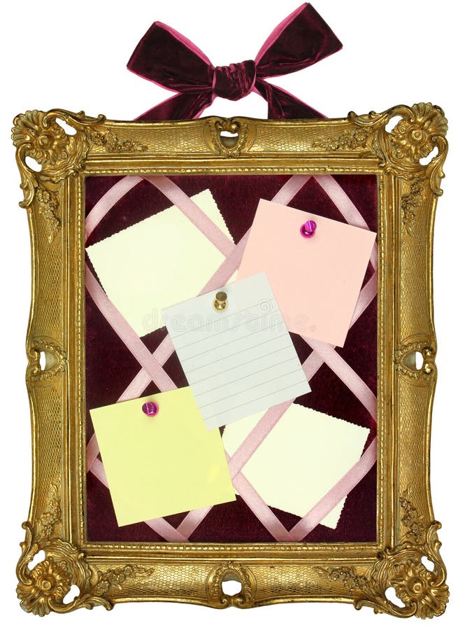 Pin Board in Gold Frame stock image. Image of card, bulletin - 25306305