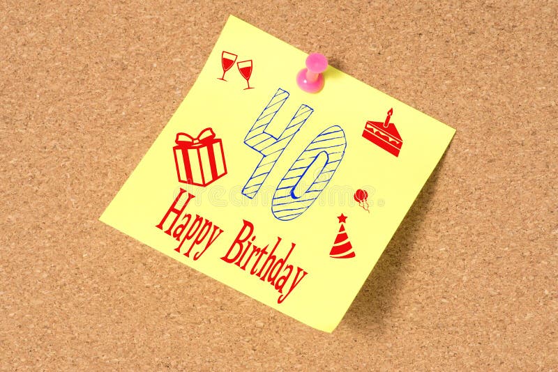 Pin Board and Happy 40th Birthday Stock Image - Image of decoration ...